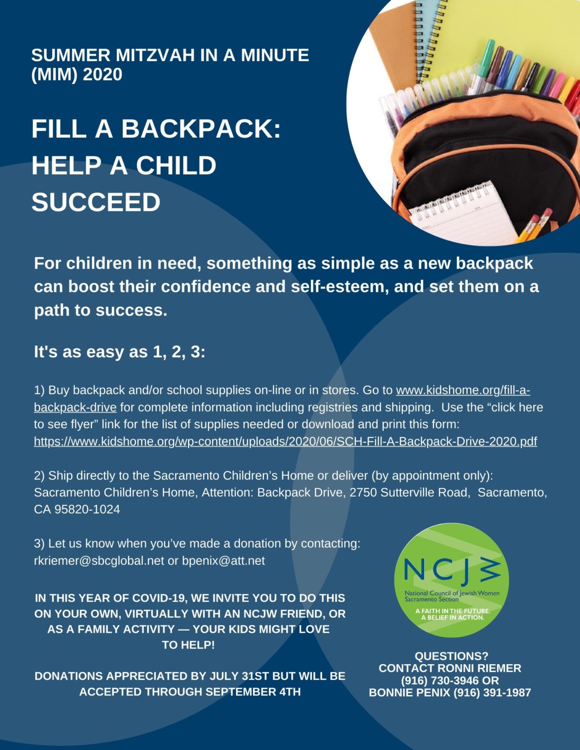 Fill a Backpack. Help a Child Succeed. - Sacramento